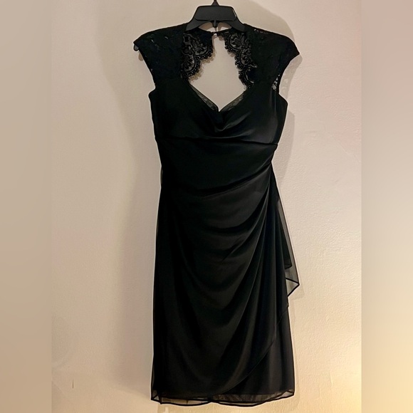 Xscape | Dresses | Xscape Black Lace Ruched Mini Cocktail Formal Dress ...